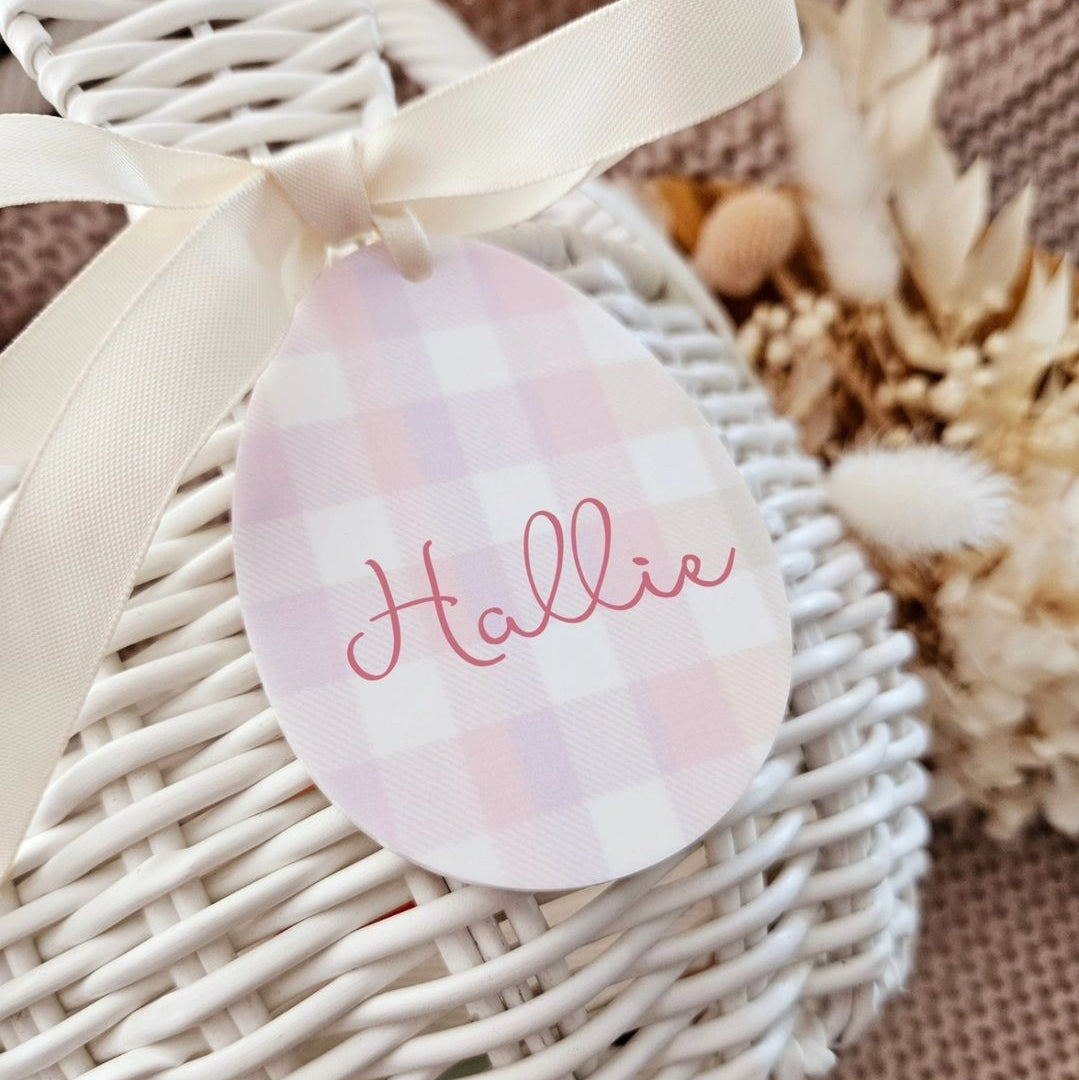 Rainbow Gingham Easter Egg Tag — Laser Cut Blanks