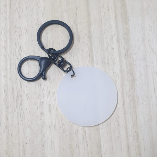 Frosted White Acrylic Keyring + Black Hardware – Laser Cut Blanks