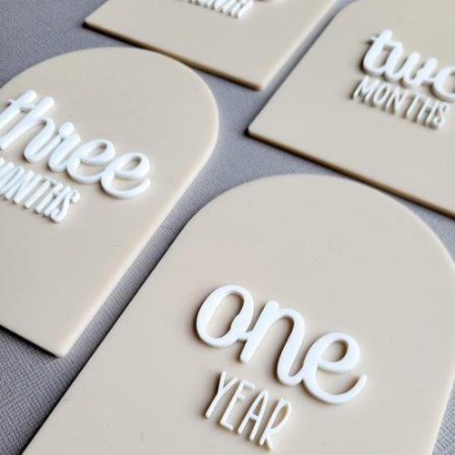Milestone wording (numbers + months set) — Laser Cut Blanks